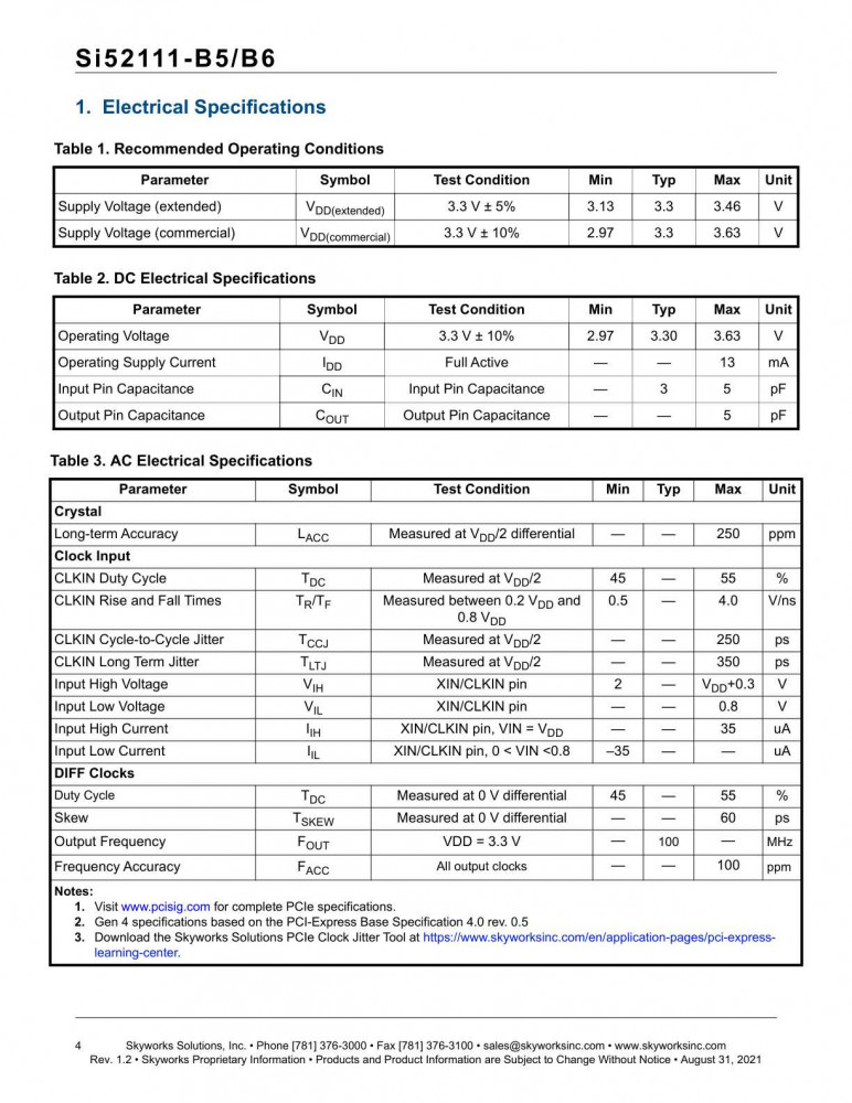 SI52111 technical document page 4