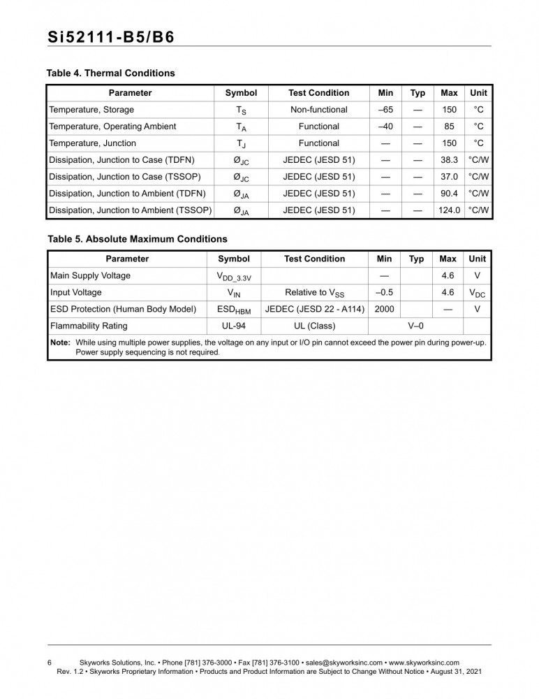 SI52111 technical document page 6