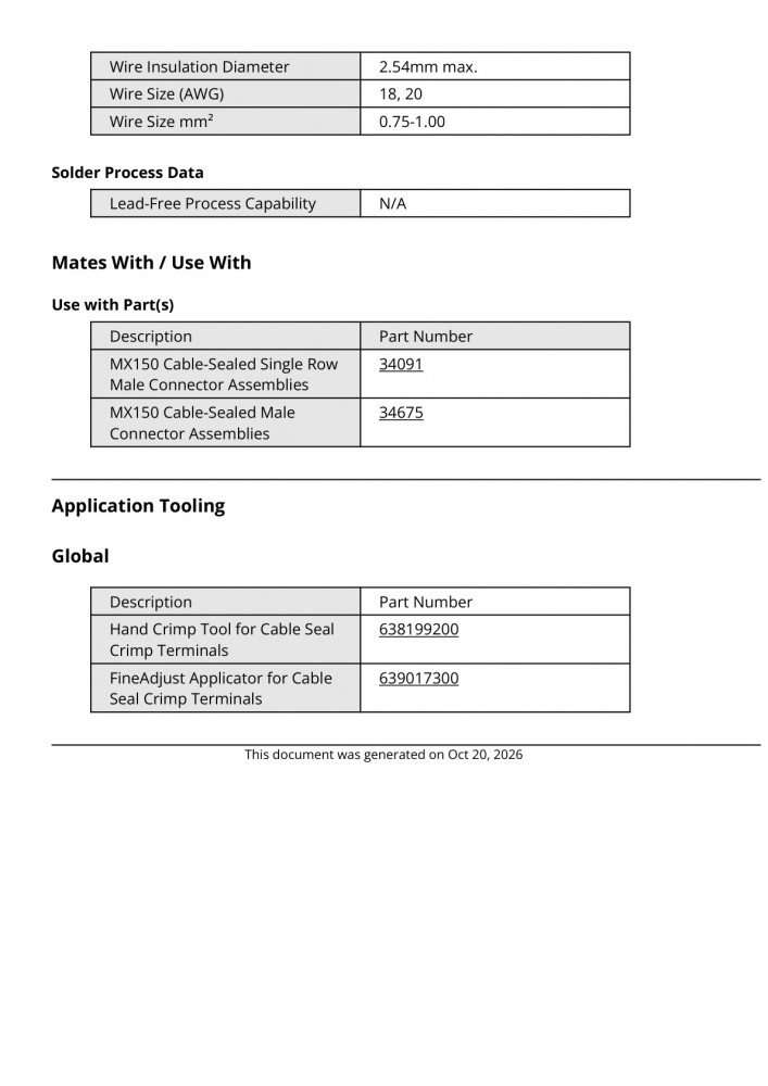 Technical document preview 3 for MOLEX 340801104
