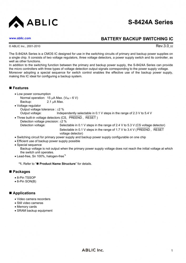 S-8424B datasheet page 1