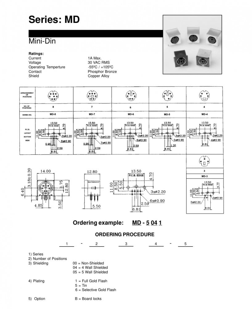 MD Series Mini-DIN technical document page 1