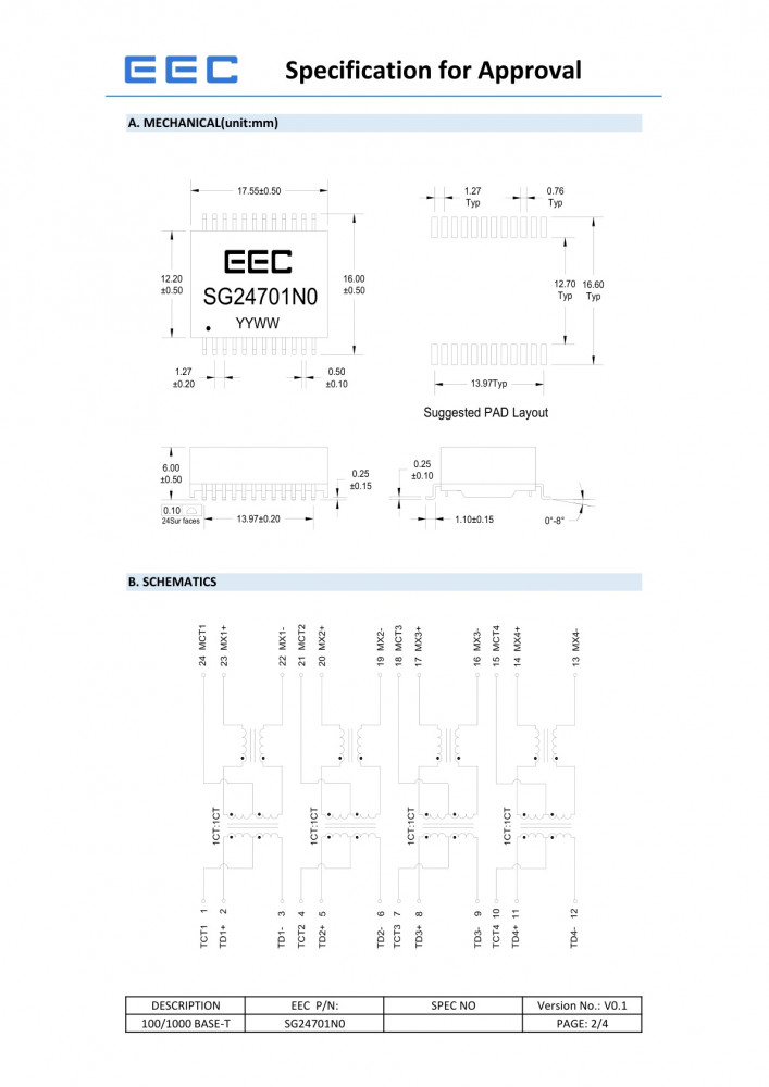 SG24701N0 approval specification page 3