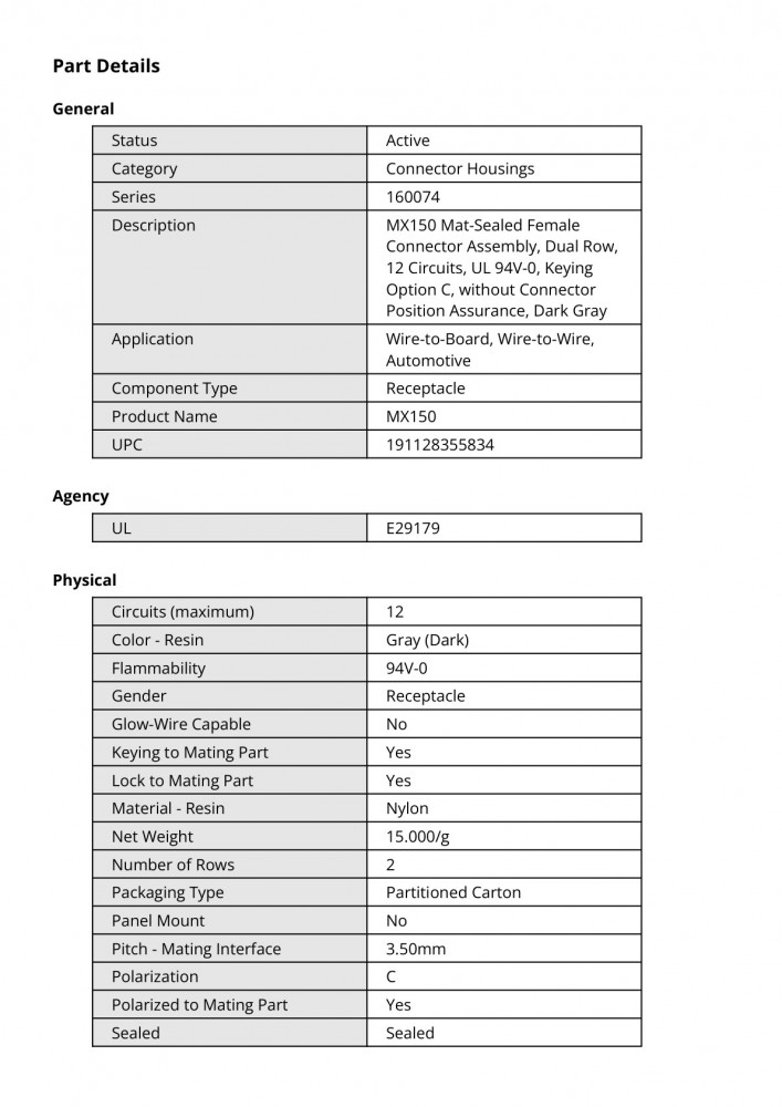 MOLEX 1600746003 product document preview, page 2