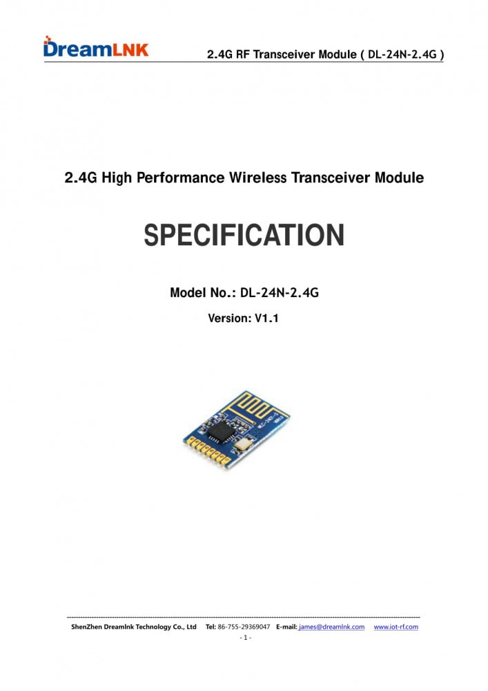 DL-24N-2.4G datasheet page 1