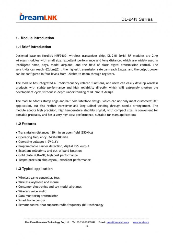 DL-24N-2.4G datasheet page 3