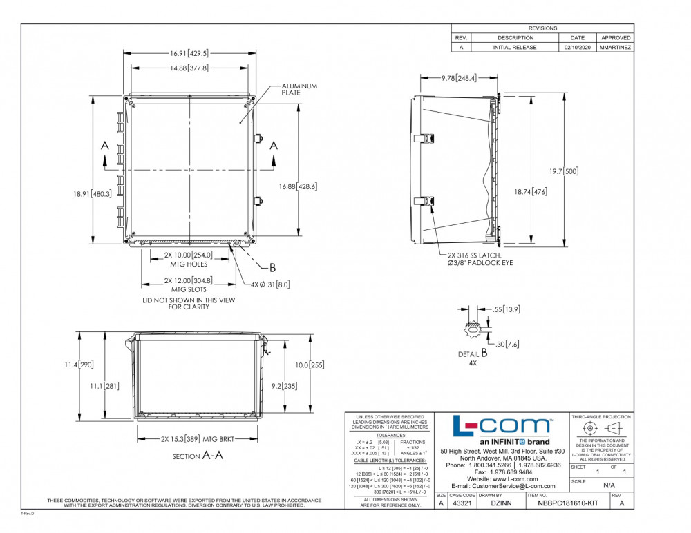 L-com NBBPC181610-KIT technical drawing preview