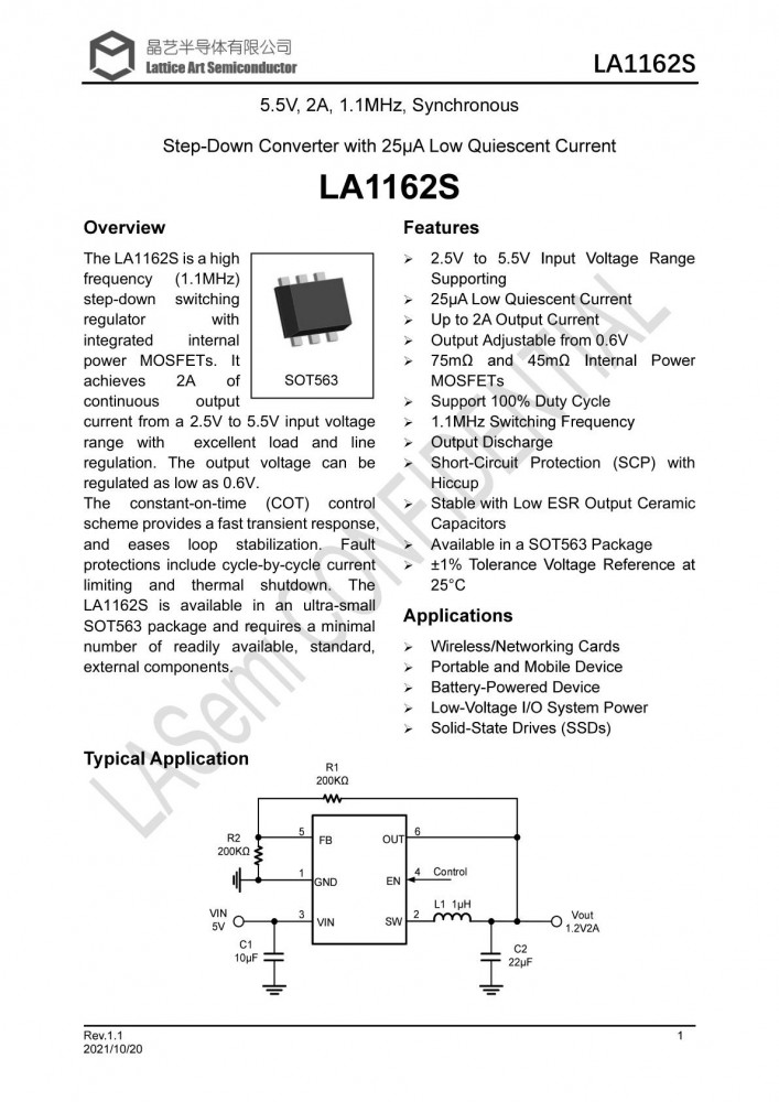 LA1162S technical document preview