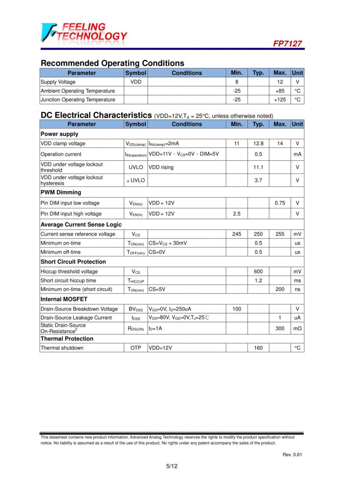FP7127XR-G1 datasheet page 5