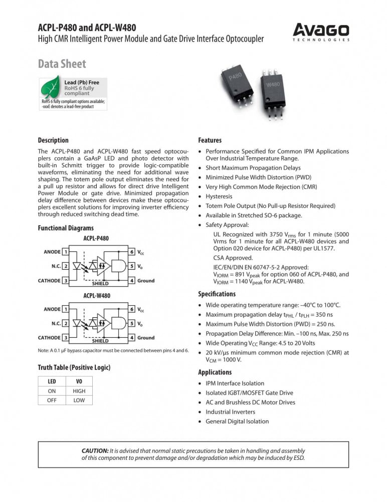 ACPL-P480-500E datasheet page 1