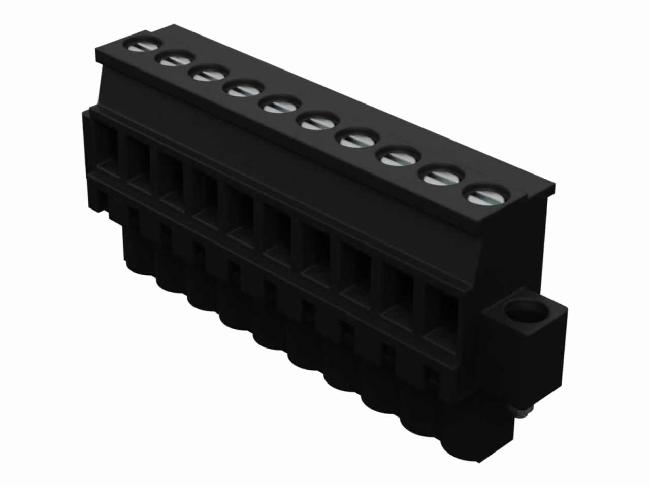 5.00mm Pitch Eurostyle Vertical Plug, with Retention Screws and Standard Imprinting, Rear Wire Entry, Gold (Au) Plated, Black, 10 Circuits for sale