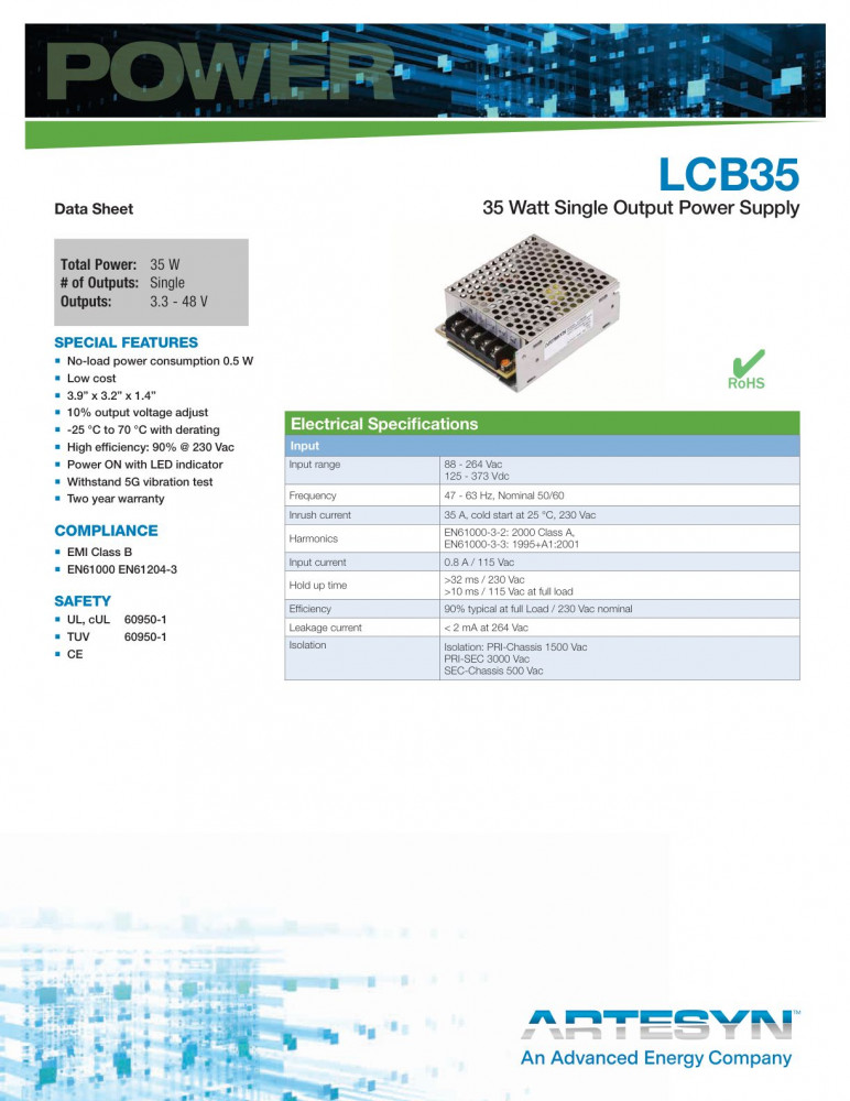 Artesyn LCB35Q technical document page 1