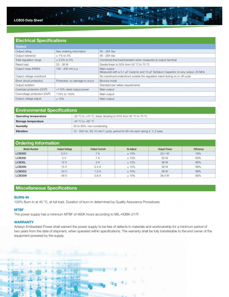 Artesyn LCB35Q technical document page 2