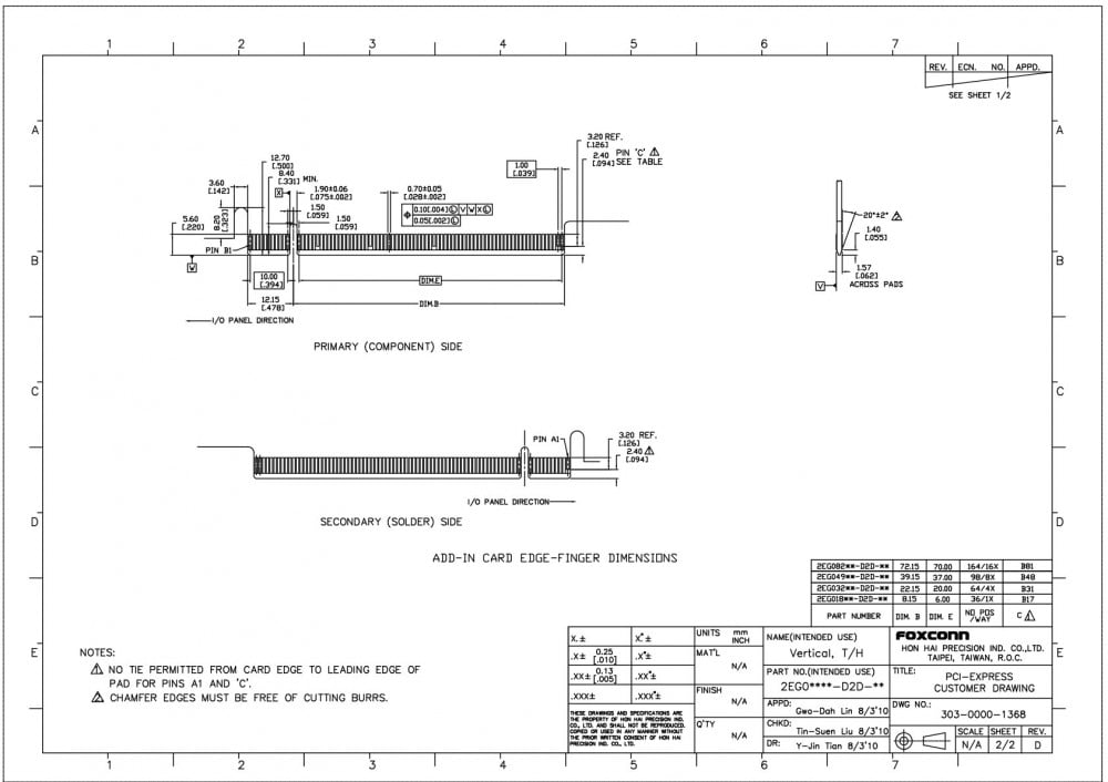 FOXCONN 2EG01817-D2D-DF PCI Express customer drawing page 2