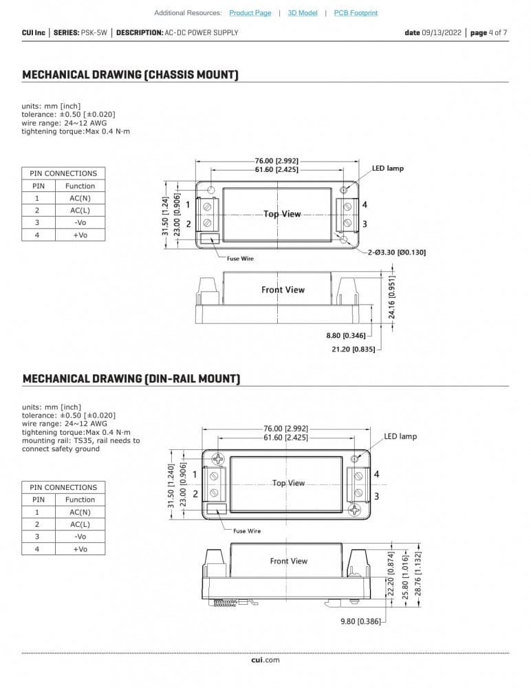 CUI PSK-5W datasheet page 4