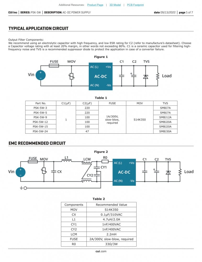 CUI PSK-5W datasheet page 5
