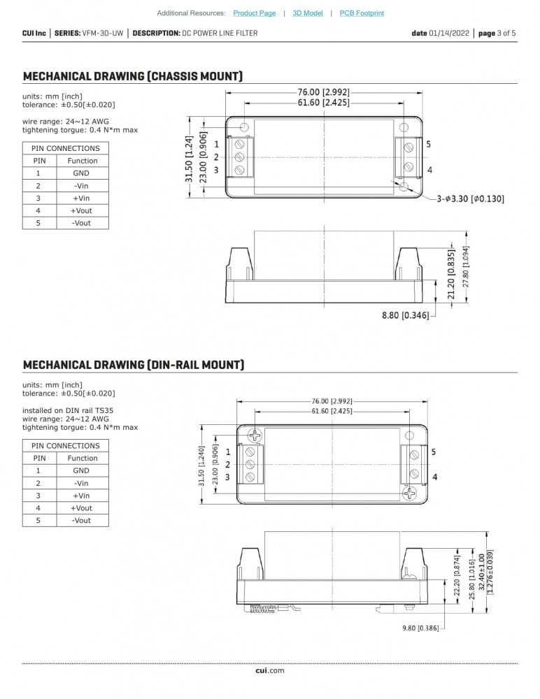 CUI VFM-30-UW-D datasheet page 3