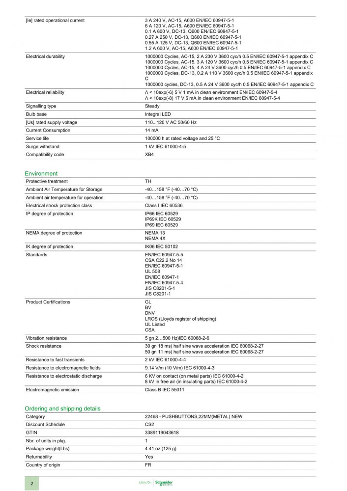 XB4BW73731G5 technical document page 2
