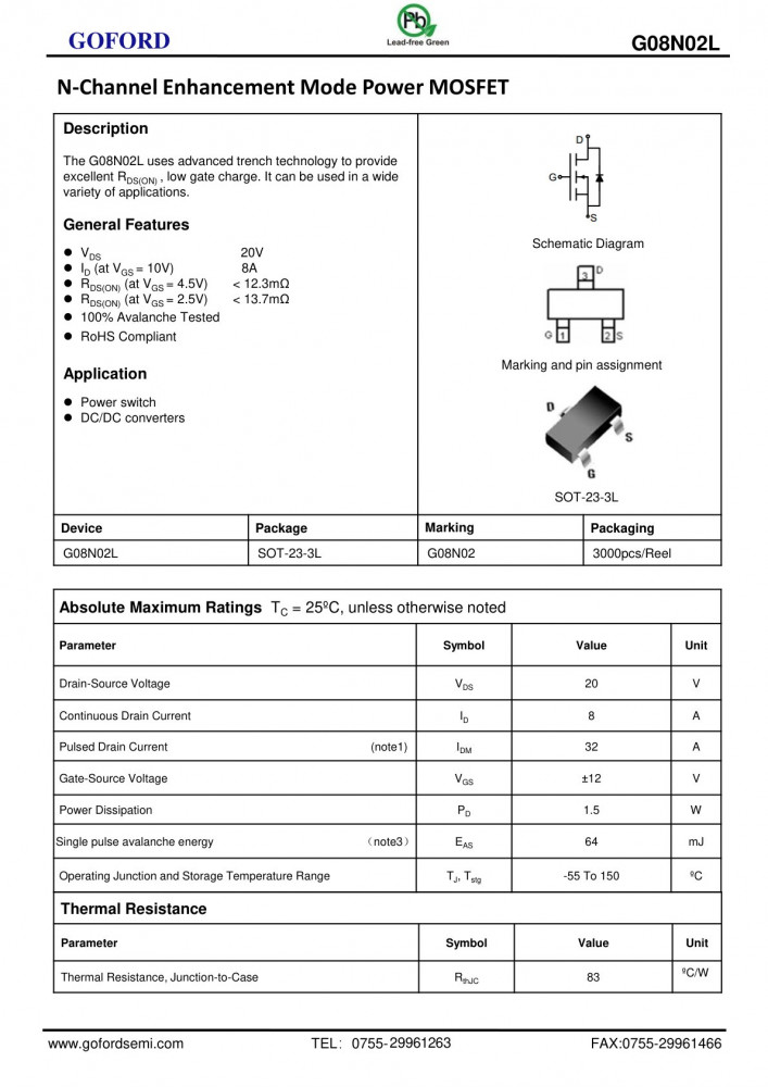 G08N02L datasheet page 1