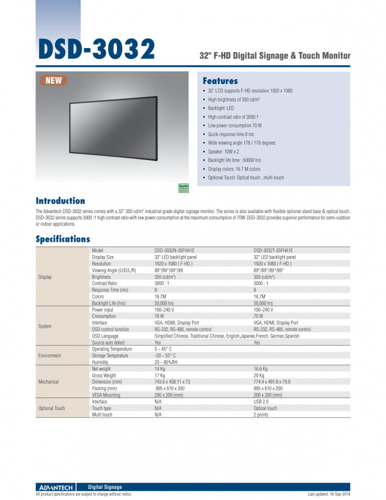DSD-3032T-35FHA1E technical document page 1