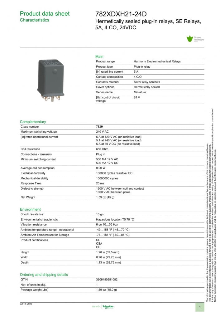 782XDXH2124D technical document page 1