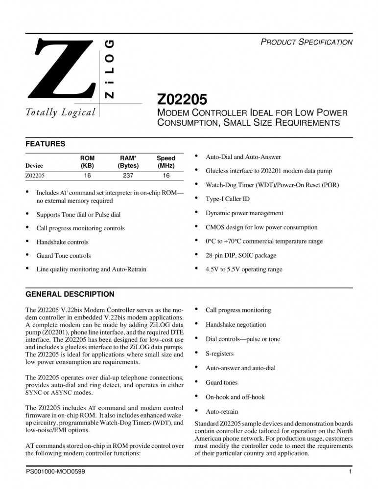 Z02205 datasheet page 3