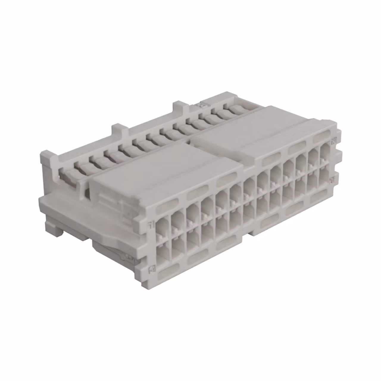 MX-DaSH Unsealed 2x2 Male Connector Assembly, without Wire Dress Cover Latch, Configuration 2, Keying Option B, Natural (White)