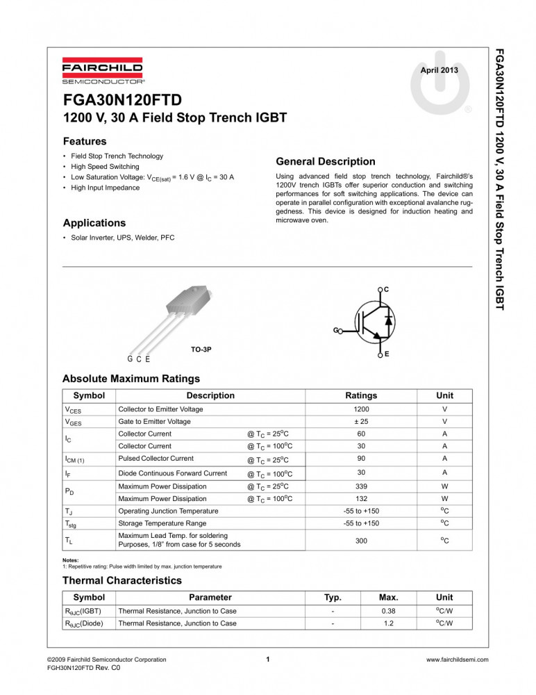 FGA30N120FTDTU datasheet page 2