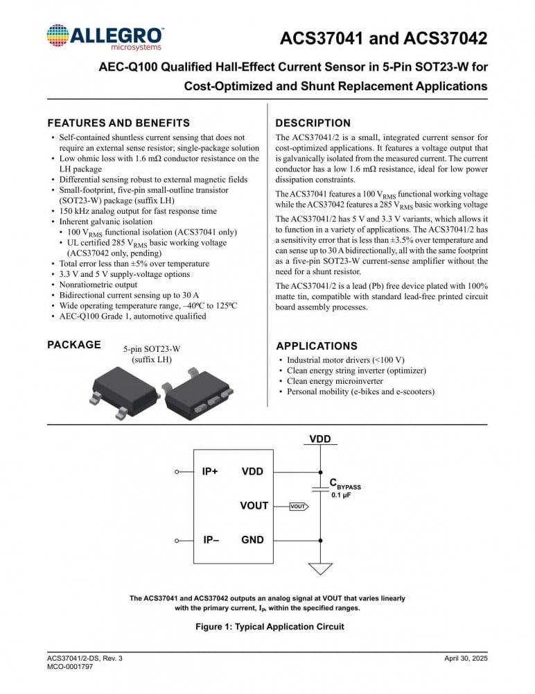 ACS37042 datasheet page 1
