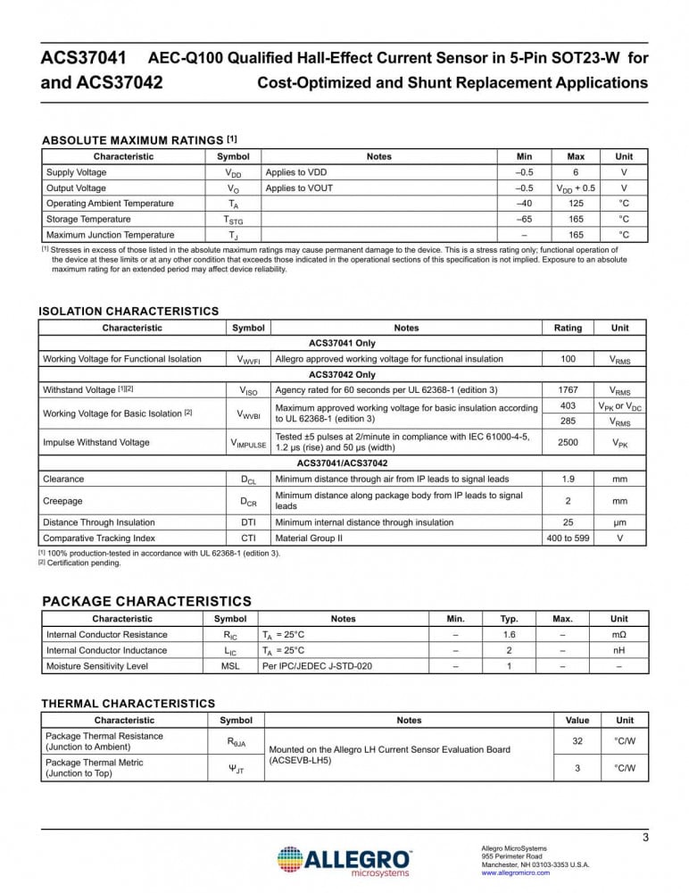 ACS37042 datasheet page 3