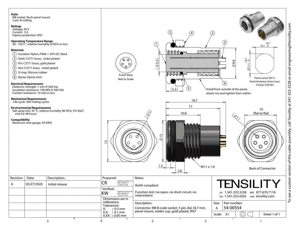 Tensility International 54-00554 product drawing