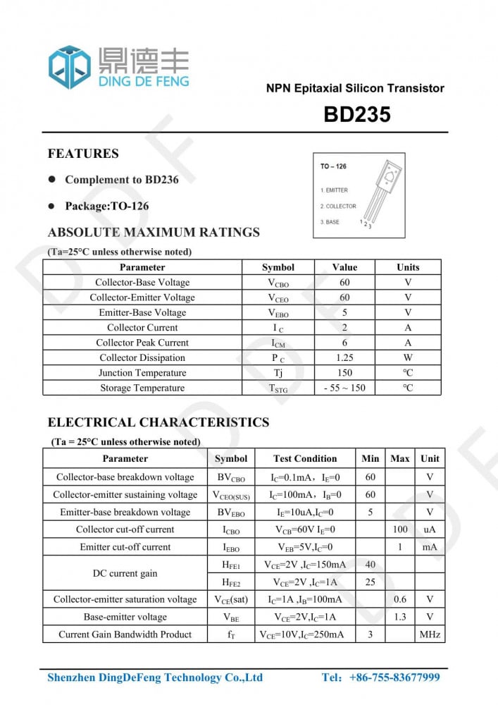 DDF BD235 datasheet page