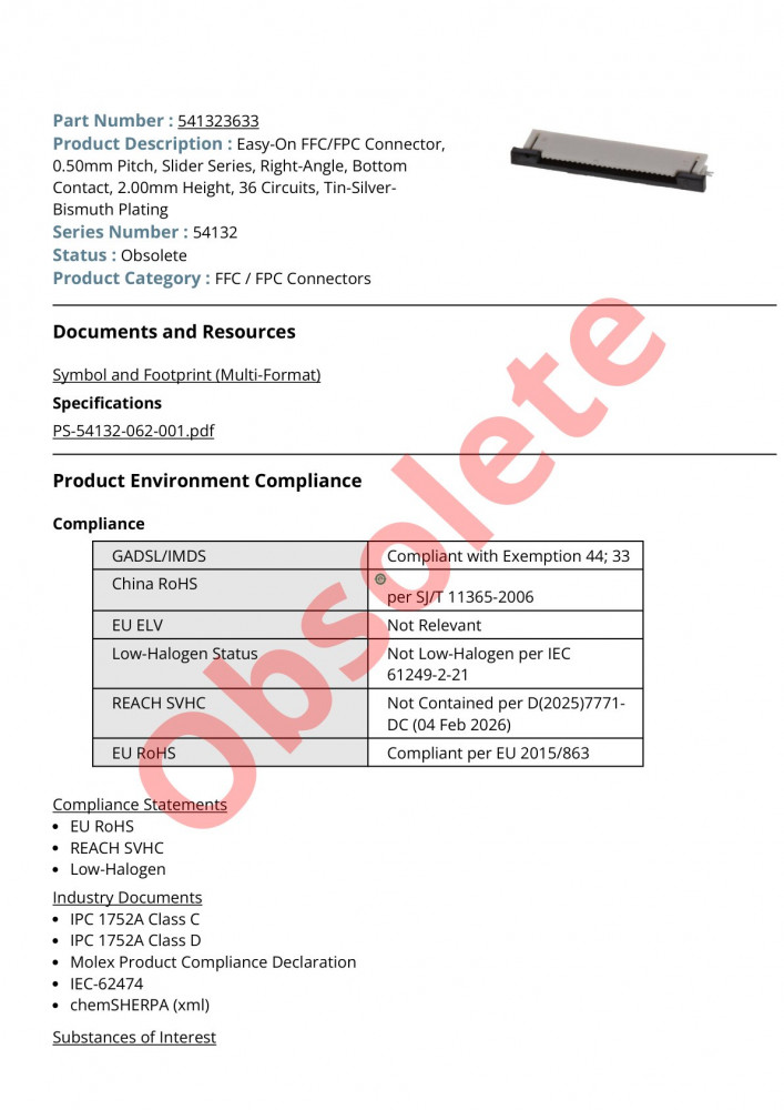 MOLEX 541323633 technical document page 1