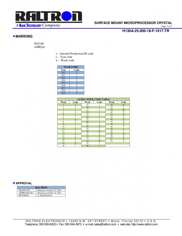 Raltron H130A technical document page 3