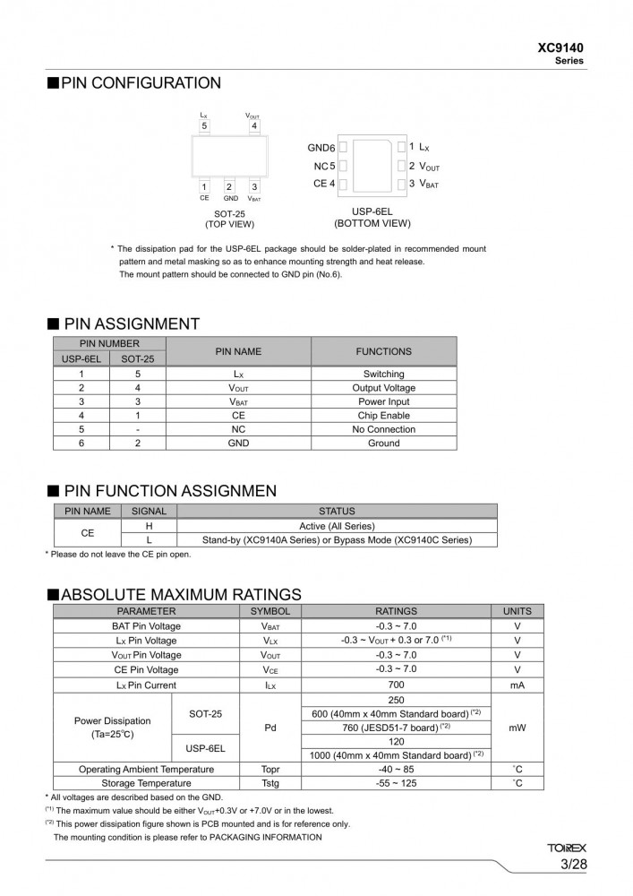 XC9140 datasheet page 3
