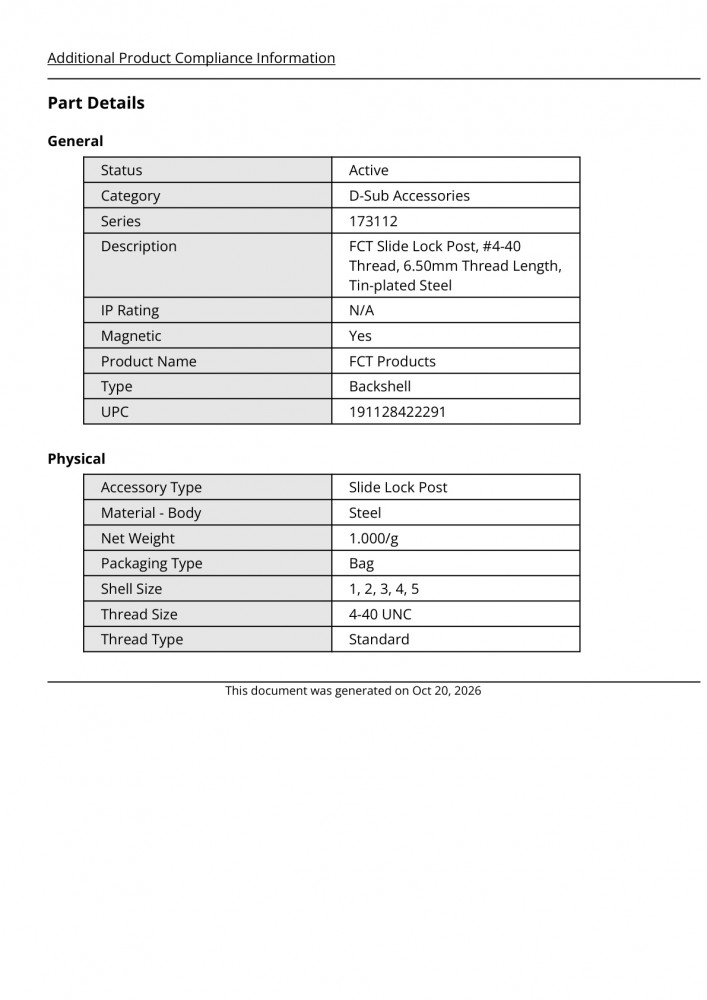 MOLEX 1731120610 product drawing, page 2