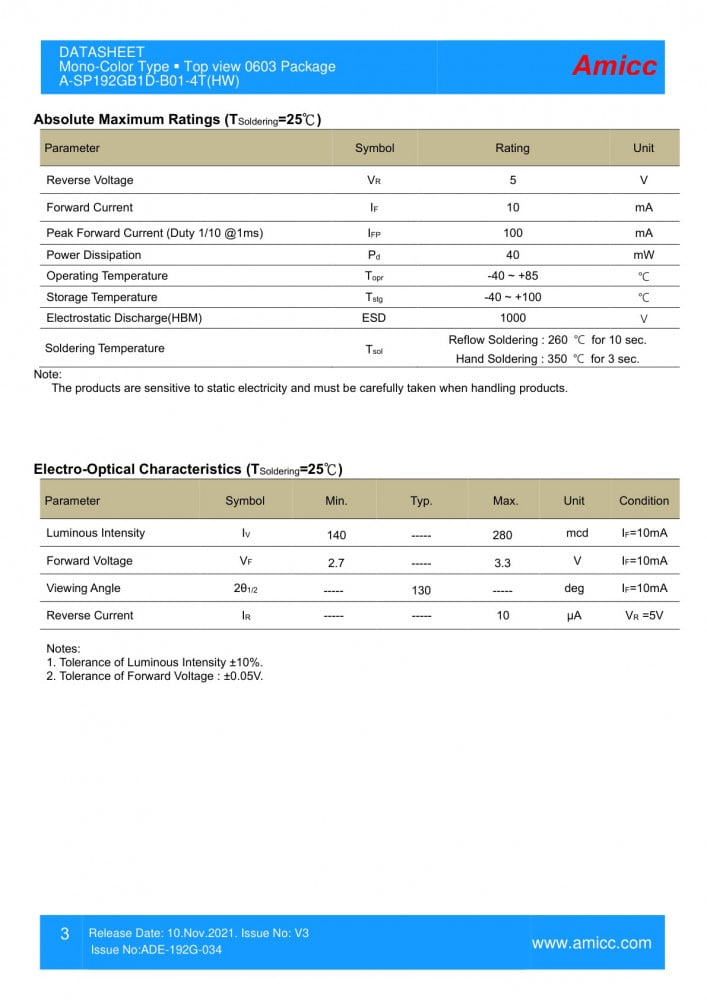 Amicc A-SP192GB1D-B01-4T(HW) datasheet page 3