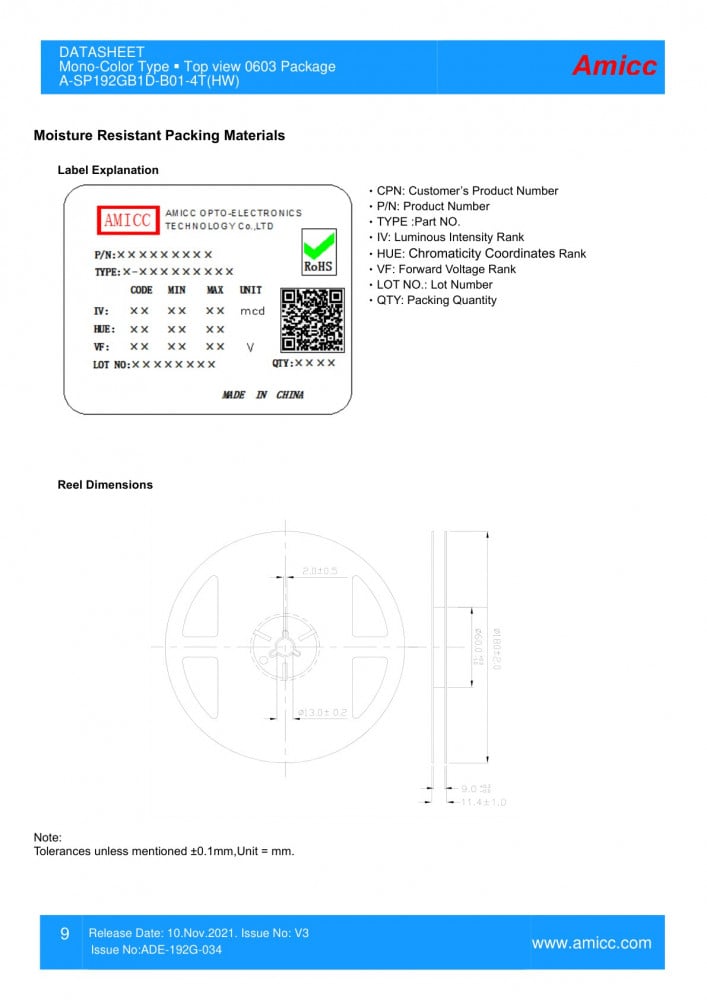 Amicc A-SP192GB1D-B01-4T(HW) datasheet page 9