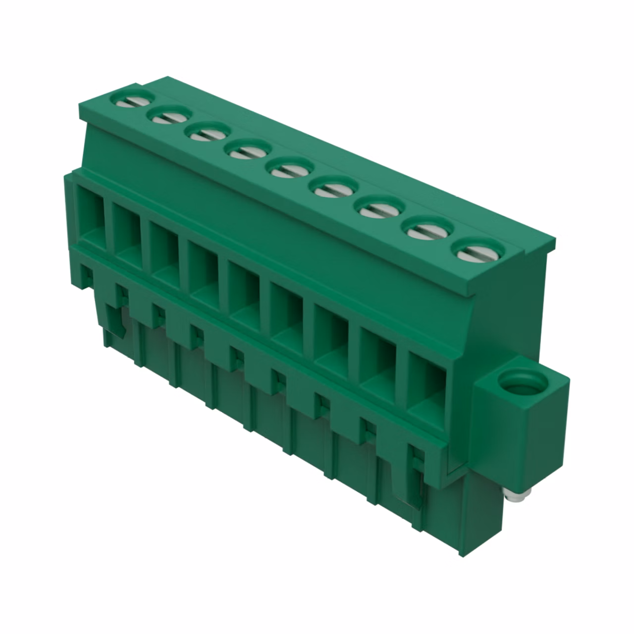 5.00mm Pitch Eurostyle Vertical Plug, with Retention Screws, Front Wire Entry, Green Housing, 9 Circuits for sale