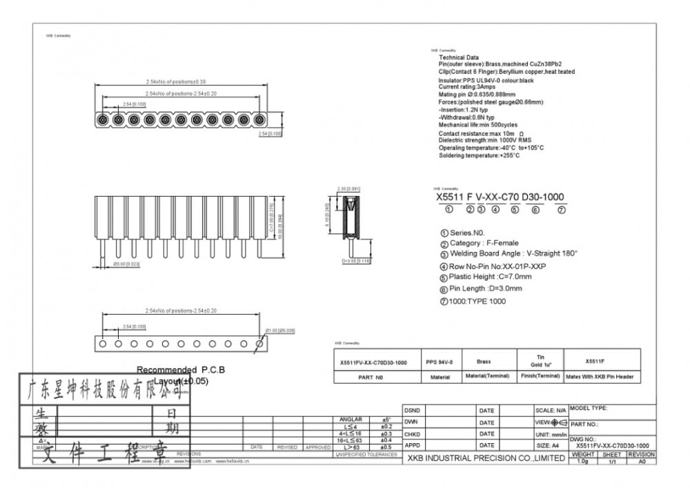 XKB X5511FV-24-C70D30-1000 technical document page 1