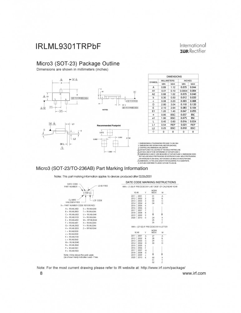 IRLML9301TRPBF datasheet page 8