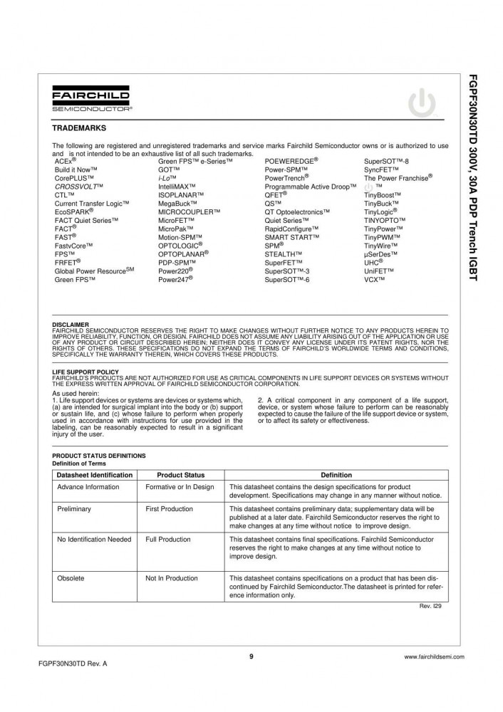 FGPF30N30TDTU datasheet page 9