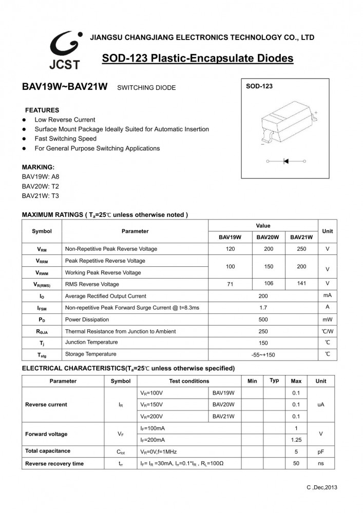 JSCJ BAV19W datasheet page 1