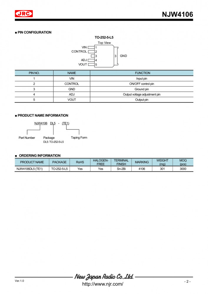 NJW4106 datasheet page 2