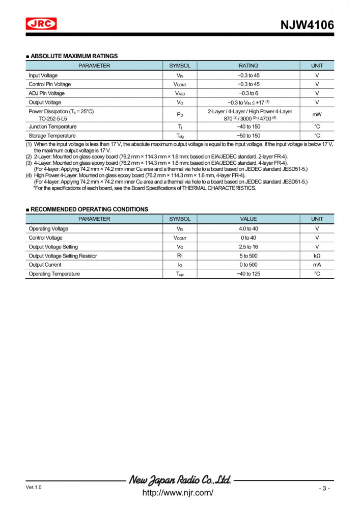 NJW4106 datasheet page 3