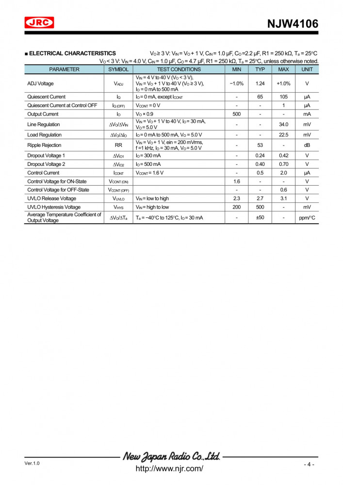 NJW4106 datasheet page 4