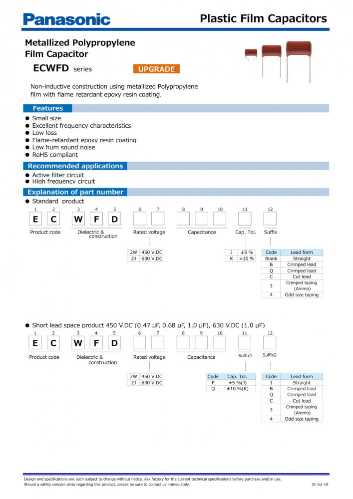 PANASONIC ECWFD series datasheet page 1