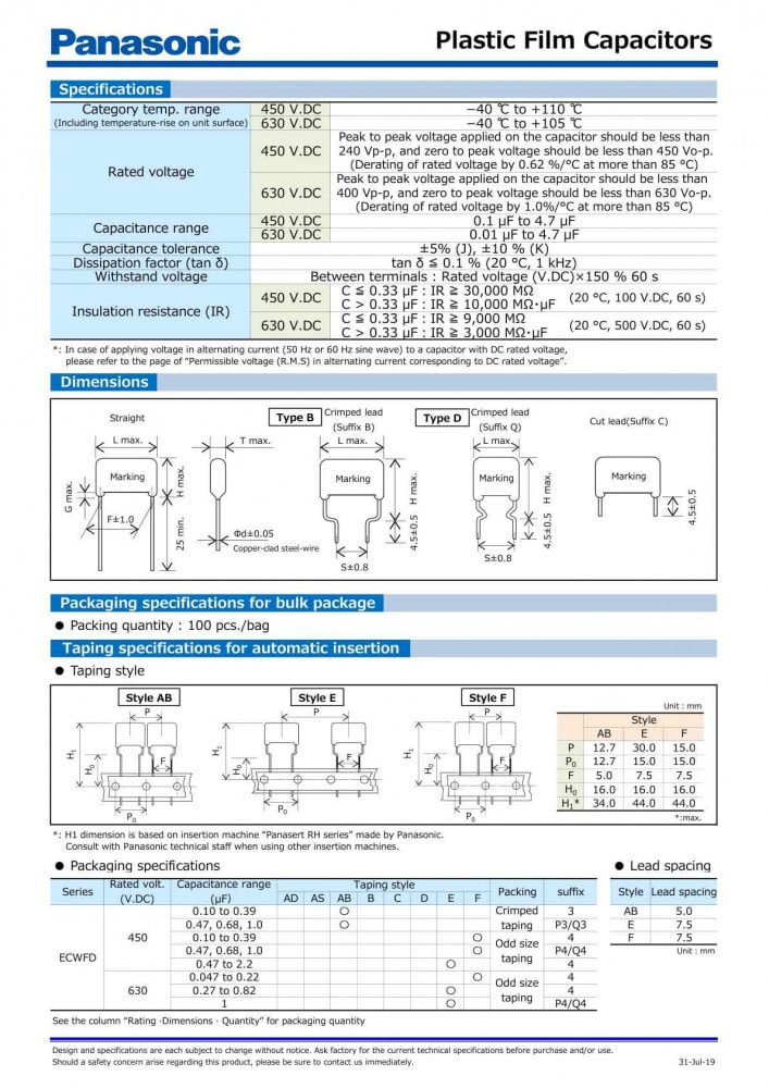 PANASONIC ECWFD series datasheet page 2