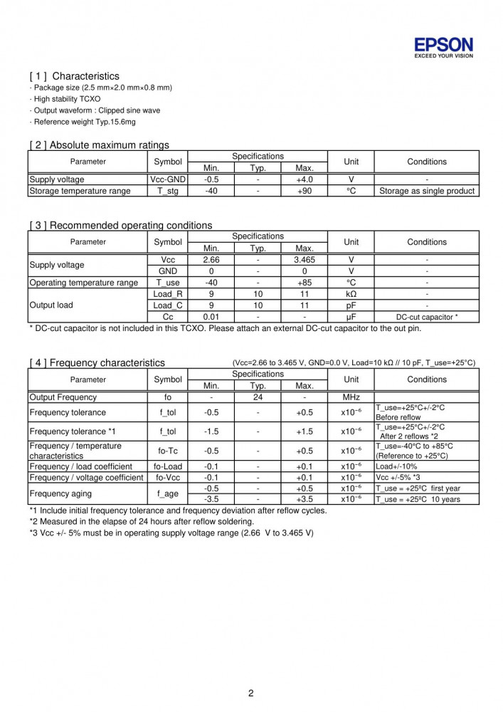 EPSON TG2520SMN datasheet page 2