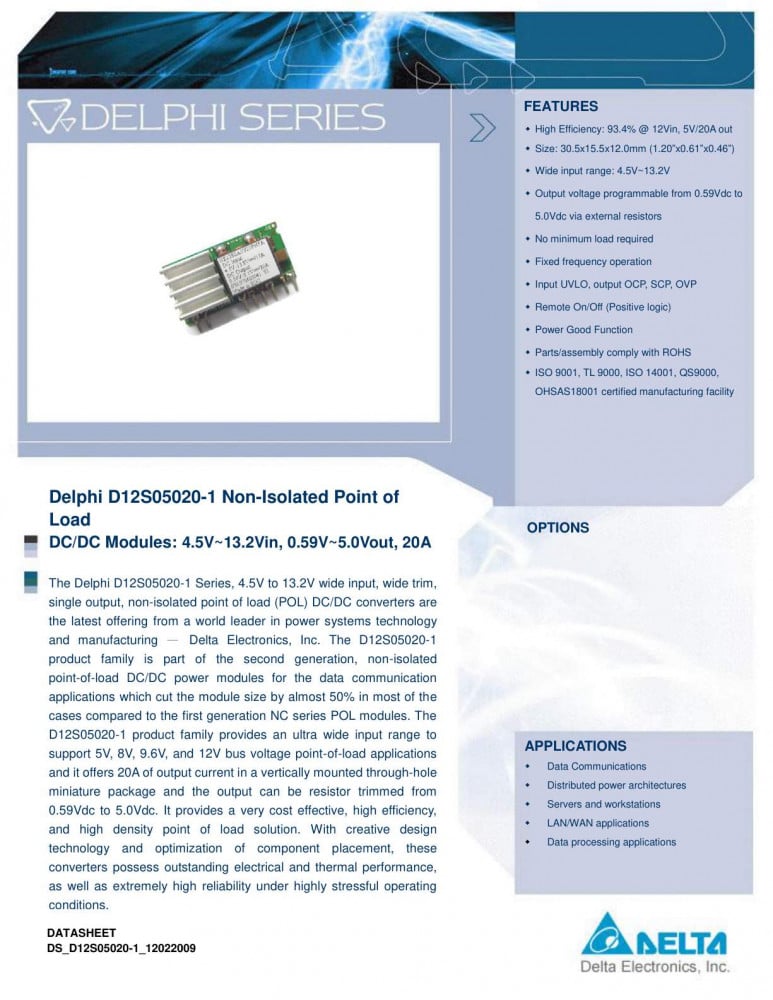 DELTA D12S05020-1 C datasheet page 1