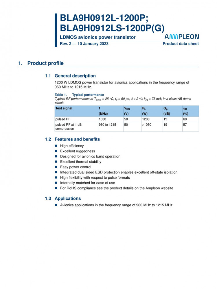 BLA9H0912LS-1200PG datasheet page 1